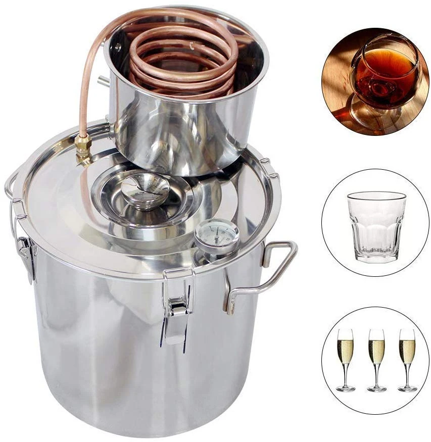10l/20l 2/5 Gal Alcohol Distiller Copper Tube Moonshine Still Spirits ...
