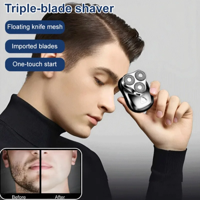 Men's Portable Magnetic Suction Three Blade Floating Shaver TYPE-C ...