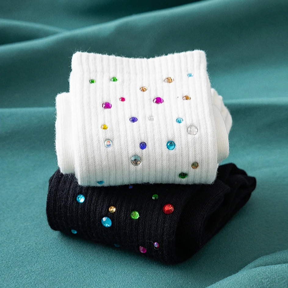 Fashion-Glitter-Diamond-Socks-For-Women-Harajuku-Shiny-Stockings-Autumn ...