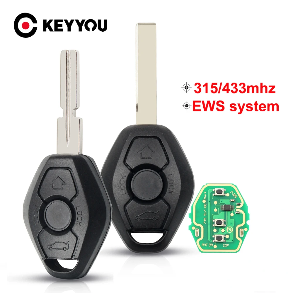 KEYYOU 3 Buttons Remote Key For BMW X3 X5 Z3 Z4 1/3/5/7 Series EWS ...