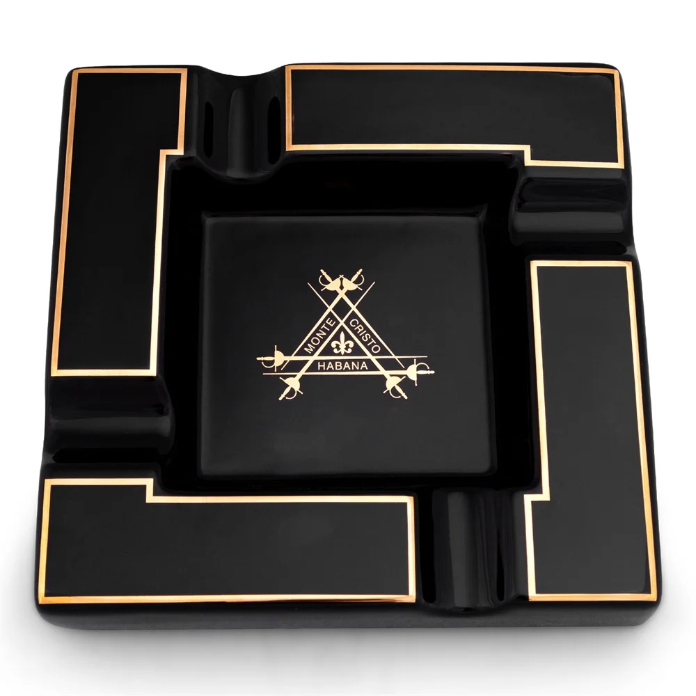 Ceramic-Cigar-Ashtray-Square-Cigarette-Ashtrays-4-Holder-1-Ash-Slot ...
