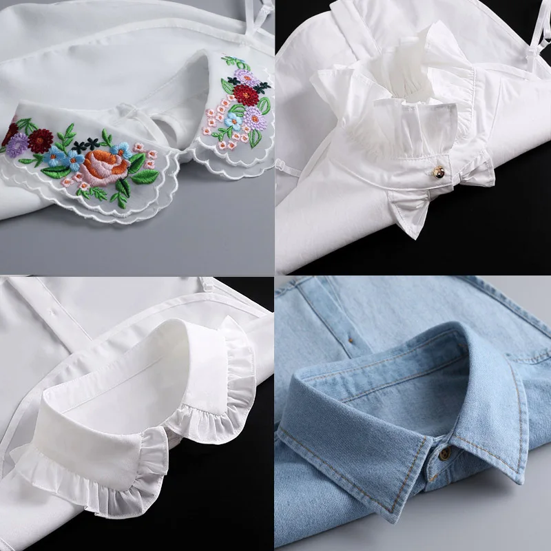 Fashion White Fake Collar Women Detachable Collars Lace Embroidery ...