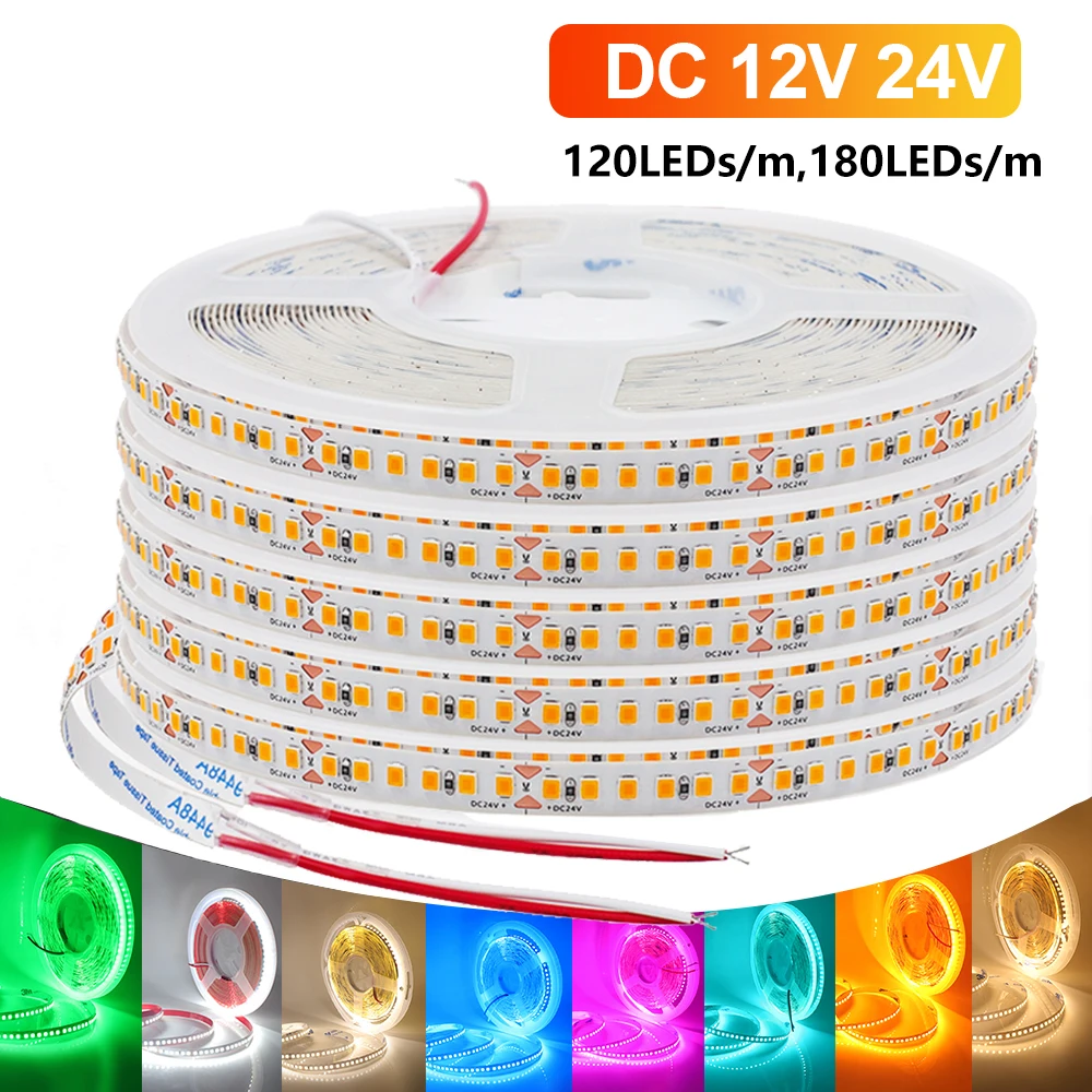 12V 24V LED Strip 120LEDs/m 180LEDs/m Red Green Ice Blue Pink Yellow ...
