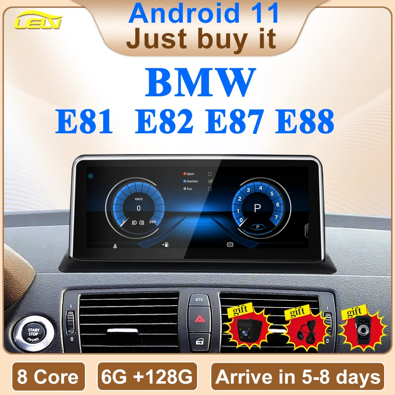 10.25 "Sistema Apple Carplay ID8 Android11 Para BMW Série 1 E81 E82 E87 ...