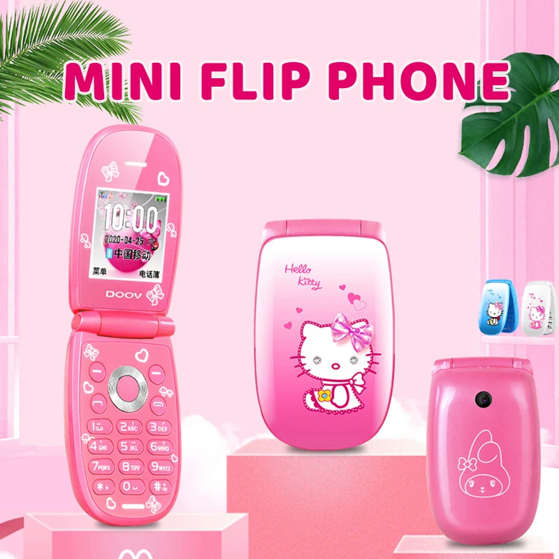 Mini-Mobile-Phone-Kawaii-Sanrio-Hello-Kitty-Personality-Flip-Phone ...