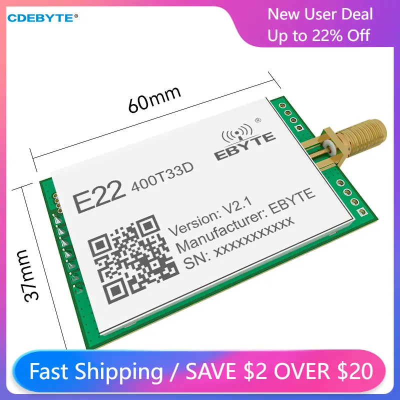 Cdebyte Sx1268 433mhz Lora Module E22-400t33d-v2.1 High Power 33dbm ...