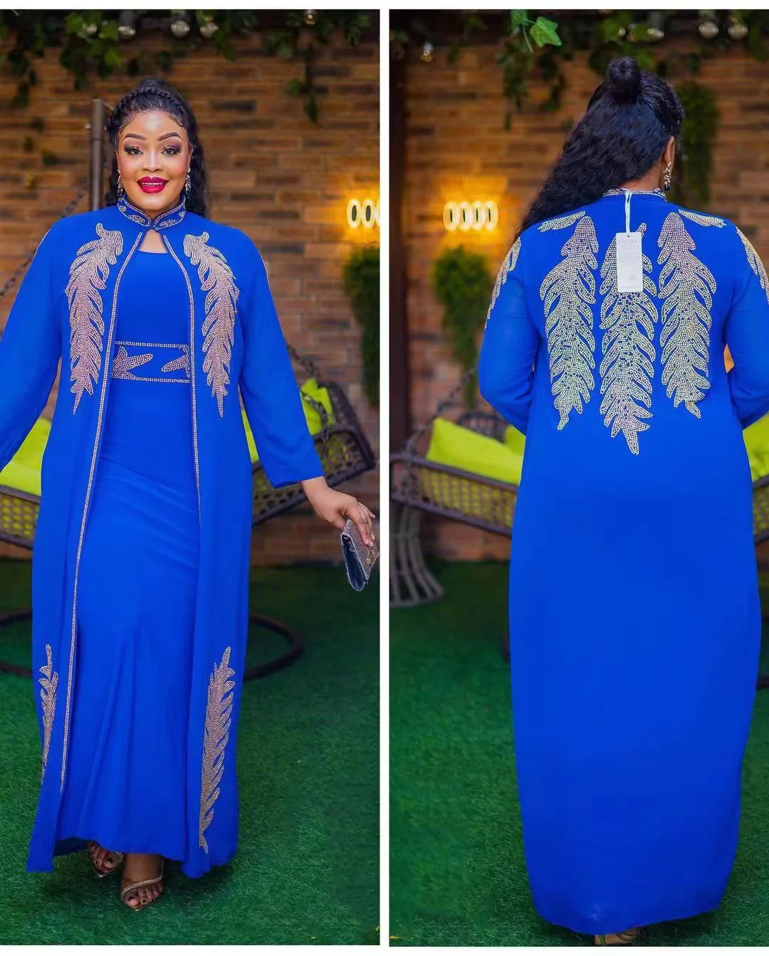 African Expensive luxury robe long sleeve front and rear luxury ...