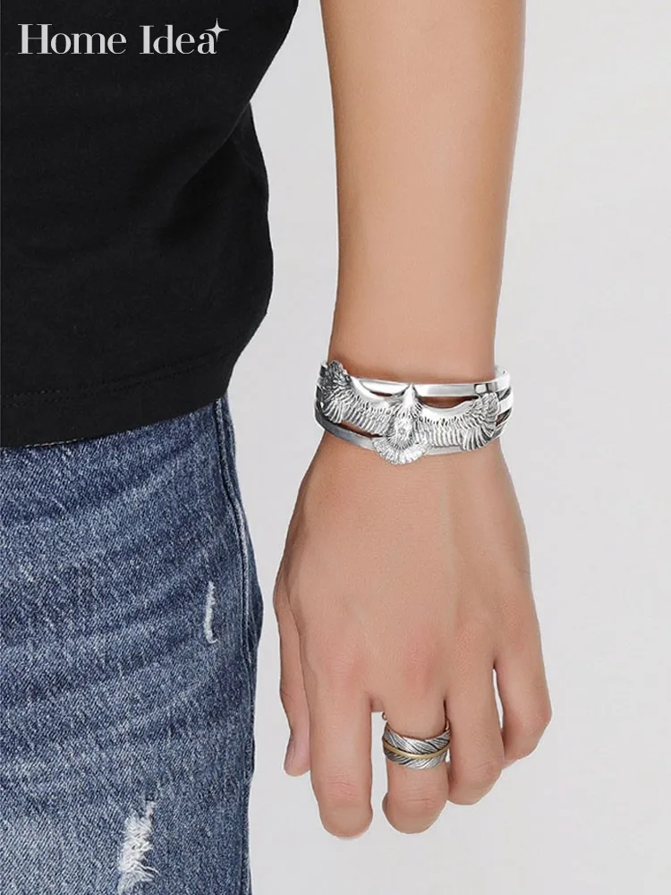 Pulsera-ancha-de-guila-India-para-hombre-joyer-a-de-lujo-de-Plata-de ...