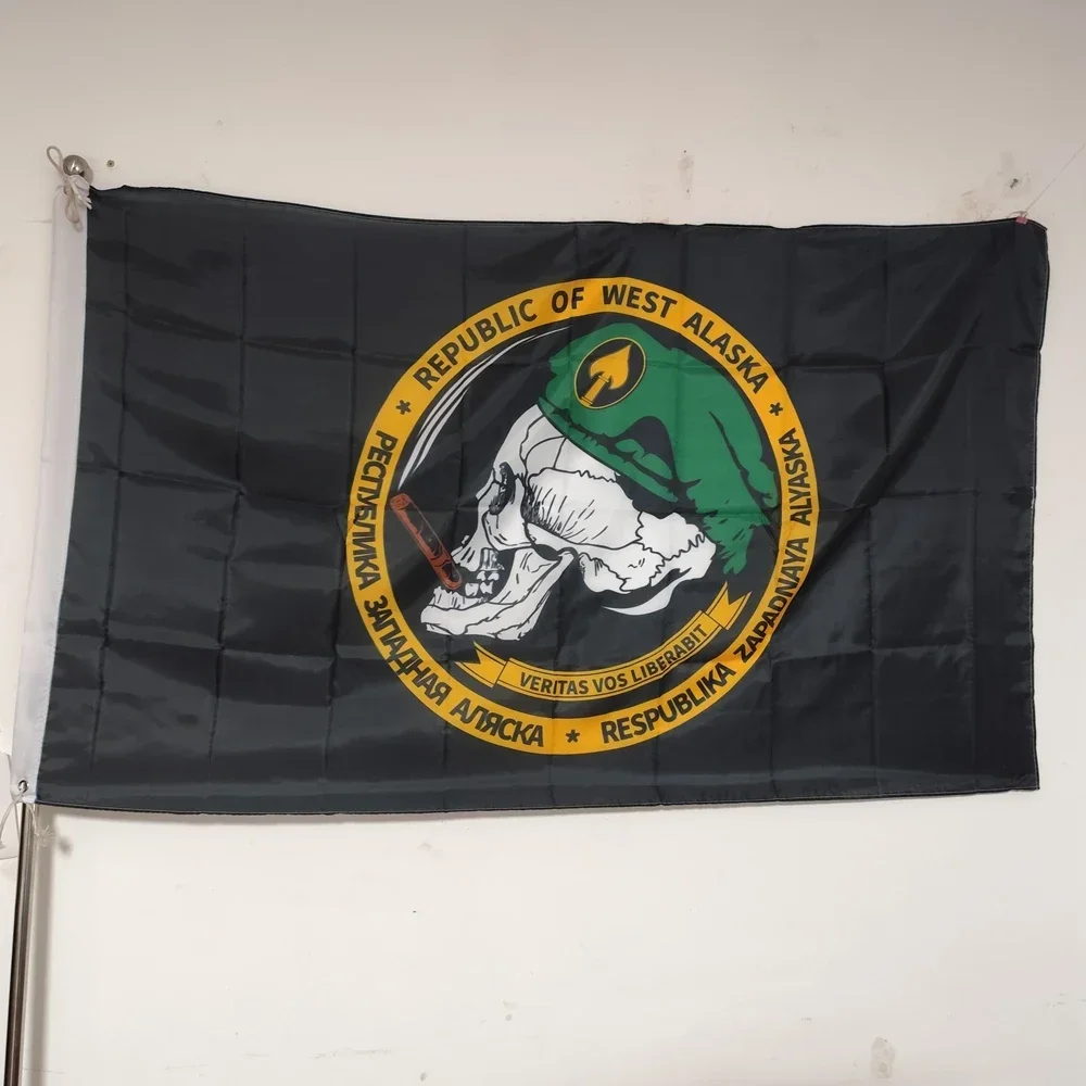 West Alaska Skull Republic Flag 90x150cm - Polyester Outdoor Banner ...
