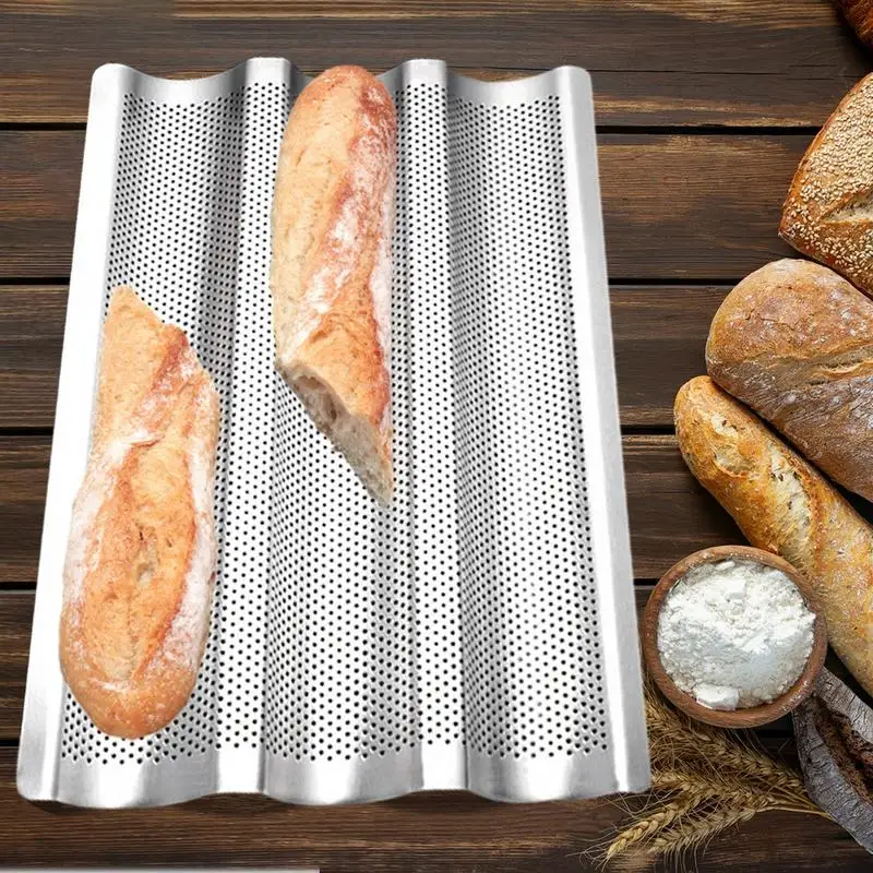 Baguettes Pan French Bread Baking Mould Bakeware 3Groove Waves Mold ...