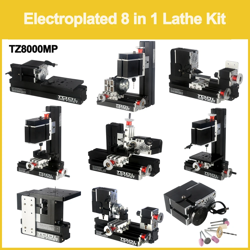 TZ8000MP-60W-Electroplated-Metal-8-in-1-Mini-Lathe-12000rpm-8in1 ...