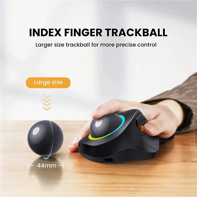 Mouse-sem-fio-Bluetooth-Trackball-Recarreg-vel-Ergon-mico-RGB-Backlit ...