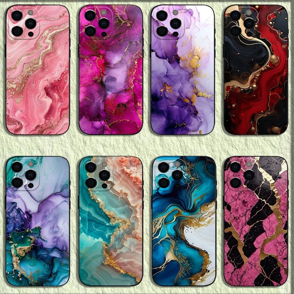 Marble Art Fashion Pattern Phone Case For iPhone 16,15,14,13,12,11,Pro ...