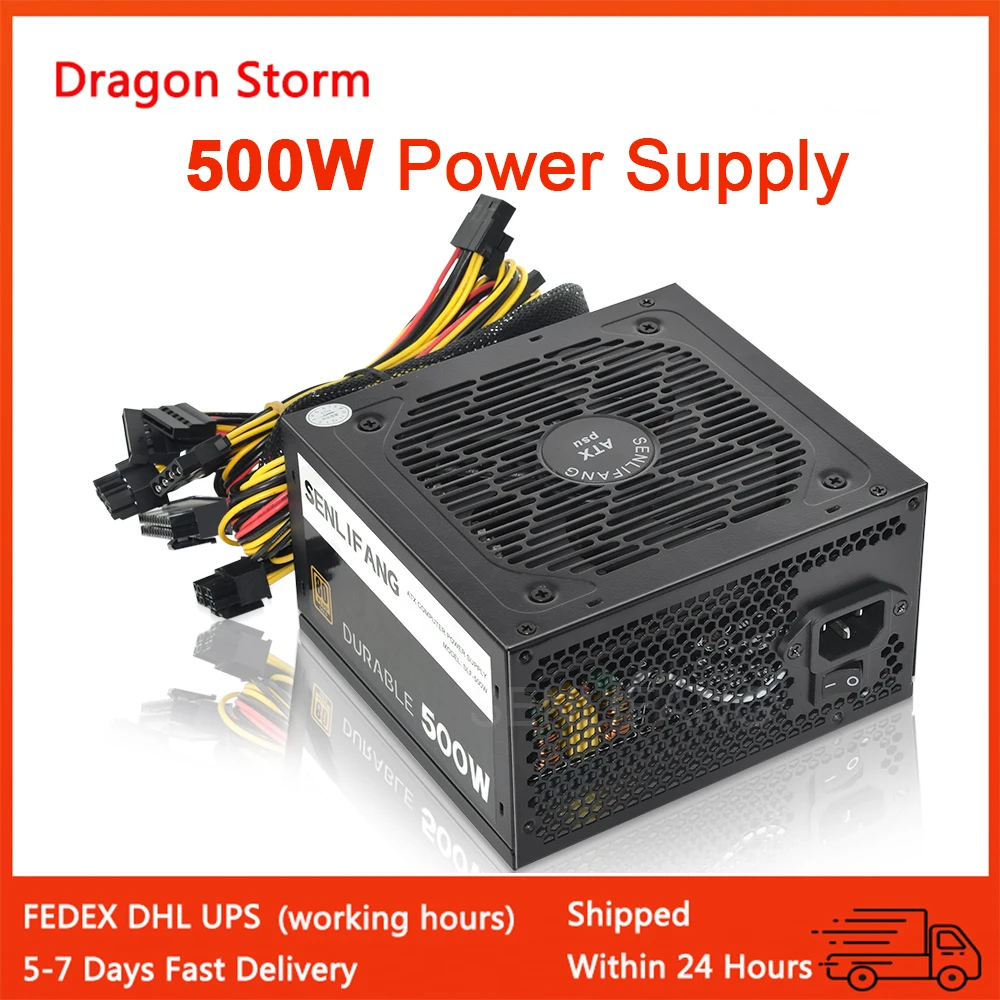 Atx Psu Max 500w Watt Pc Power Supply Unit Gaming Quiet 120mm Fan 24pin ...