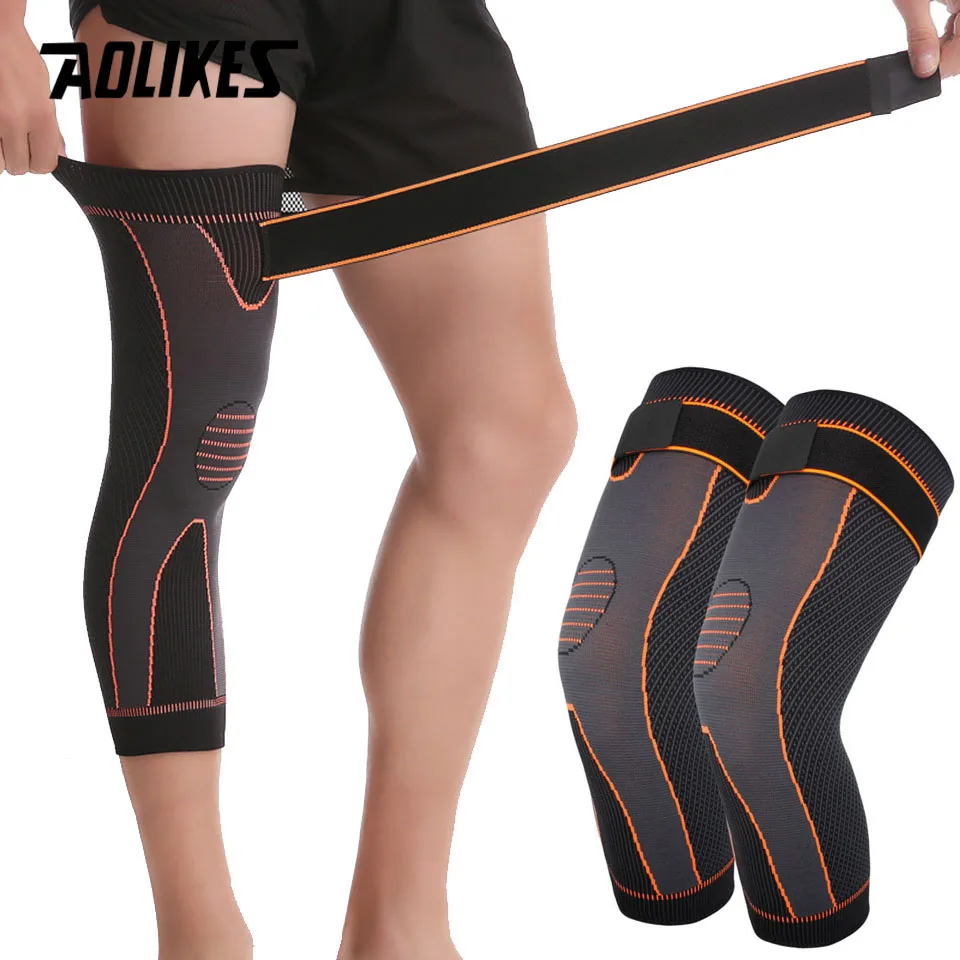 AOLIKES 1Pair Lengthen Stripe Sports Knee Protector Pads Non Slip ...