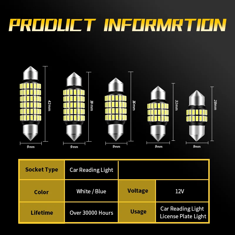 Festoon Bulb Size Chart