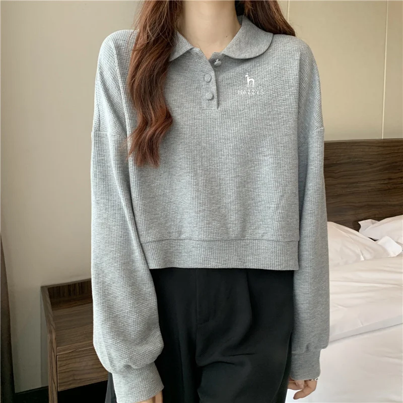 Hazzys Ladies Golf Clothing 2022 Autumn Polo Collar Long Sleeve Knitted Hazzys Ladies Golf Clothing 2022 Autumn Polo Collar Long Sleeve Knitted