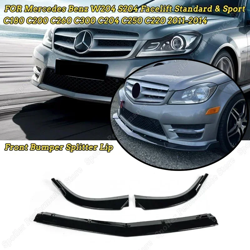 3Pcs-Front-Bumper-Lip-Splitter-Guard-For-Mercedes-Benz-W204-S204 ...