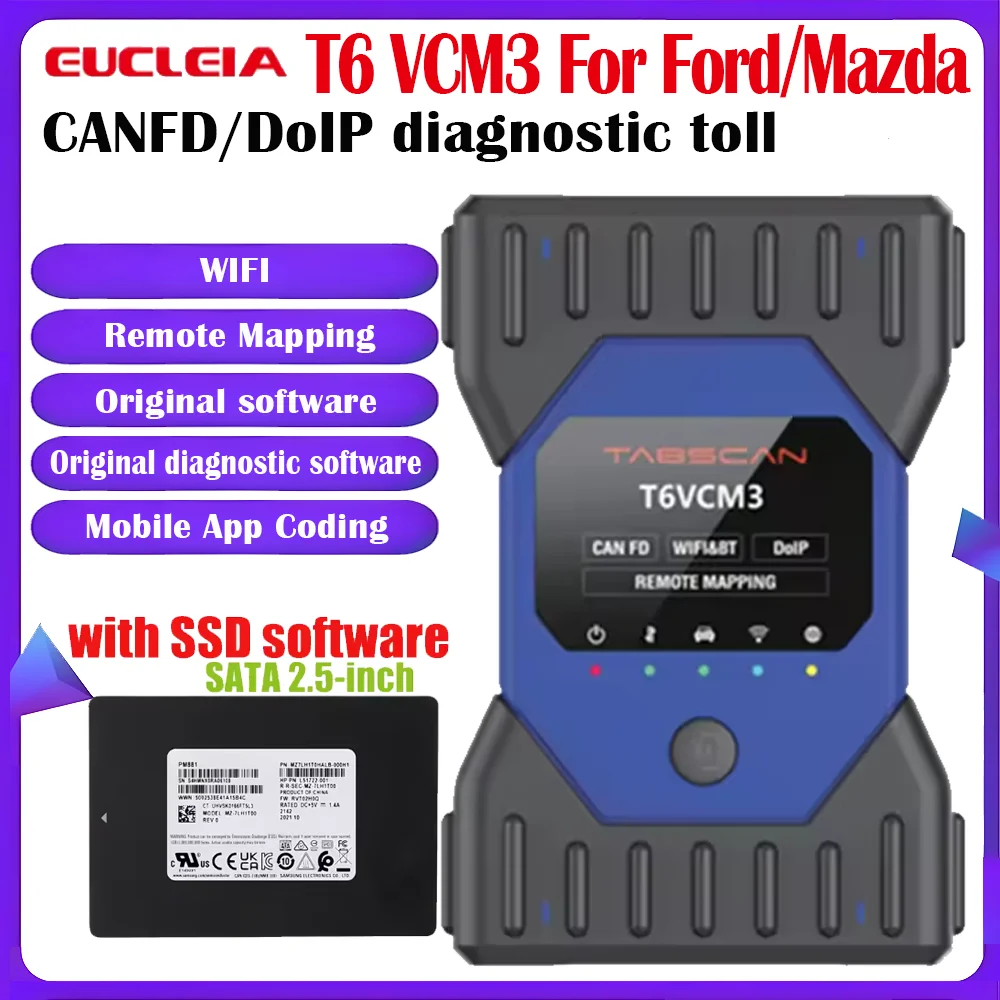Eucleia t6 vcm3 الداخلي التشخيصي لسيارة Ford/Mazda، وهو يدعم CAN FD ...