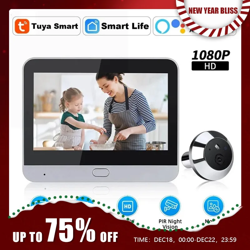 4-3-Inch-WiFi-Peephole-Tuya-Smart-1080P-WiFi-Peephole-Video-Camera-Home ...