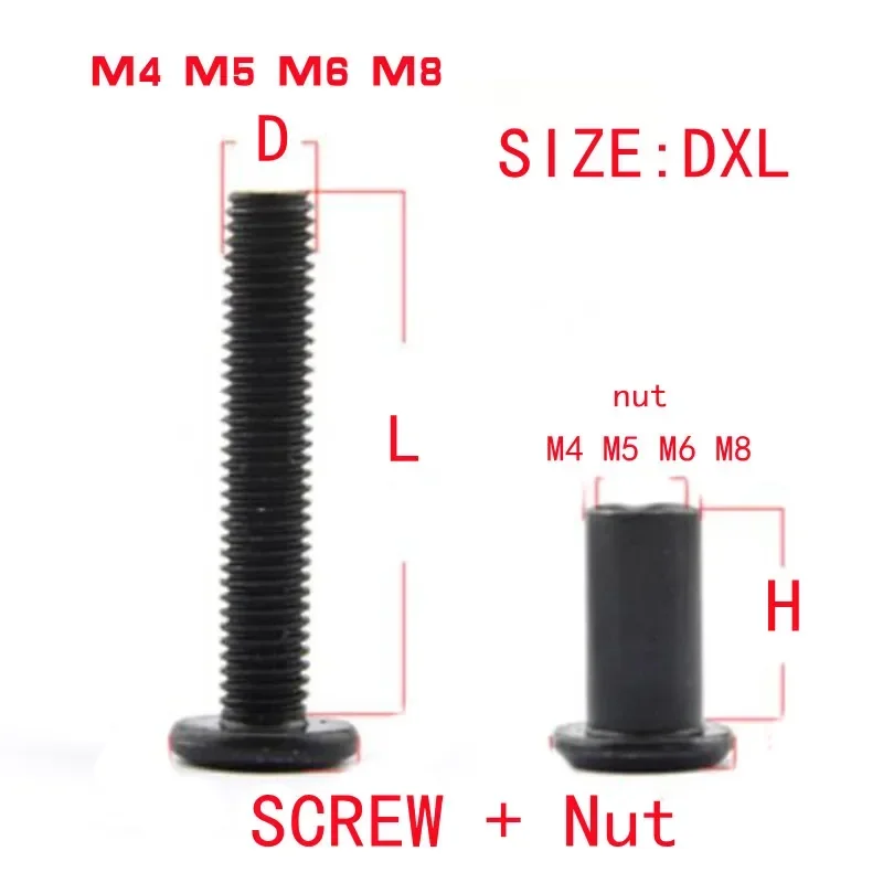 5sets M4 M5 M6 M8*15/20/25/30/35/40/50/60 Black Plated hex drive connector screw kitchen ...