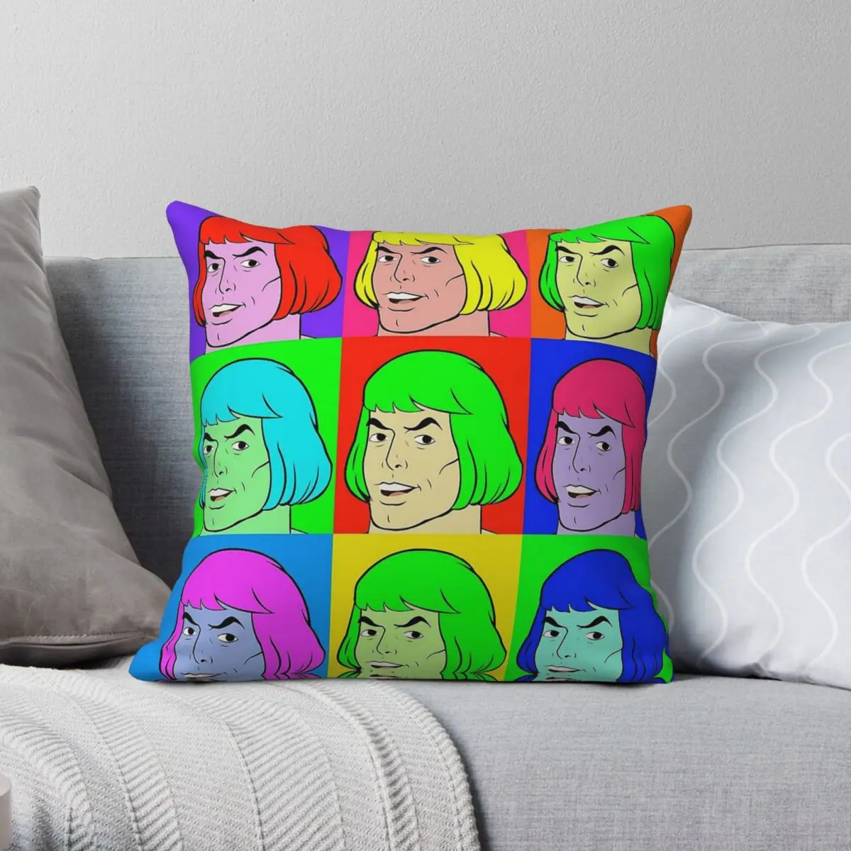 He-Man Pop Art Square Pillowcase Polyester Linen Velvet Creative Zip ...