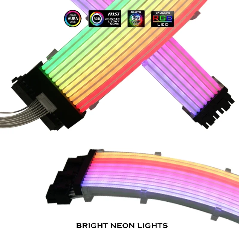 PSU Power Extension Cable ARGB ATX 24Pin GPU 8Pin Triple Streamer PCIE ...