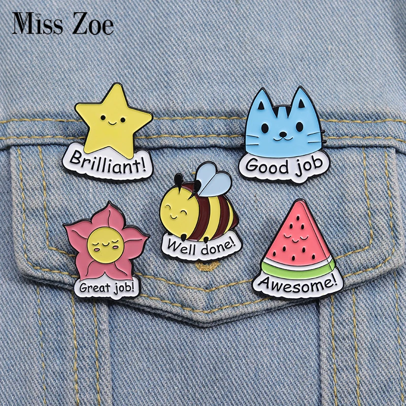 Cute Animals Plants Enamel Pins Custom Well Done Good Job Brooches ...