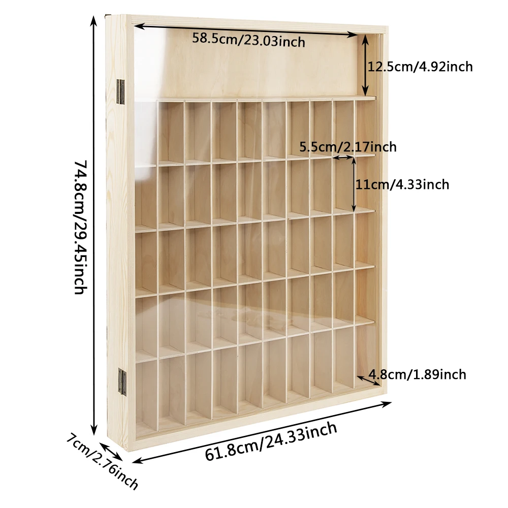51 Grids Solid Wood Blind Box Collection Box with Dustproof Lid Storage ...