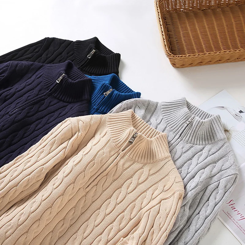 pure Cotton Sweaters Men's High Quality Autumn Cable Knit Christmas ...