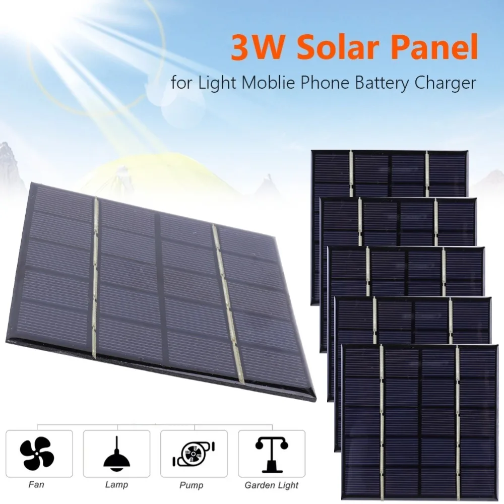 Solar Panel 3W 5V Micro Solar Charging Board Portable Fast Charger ...