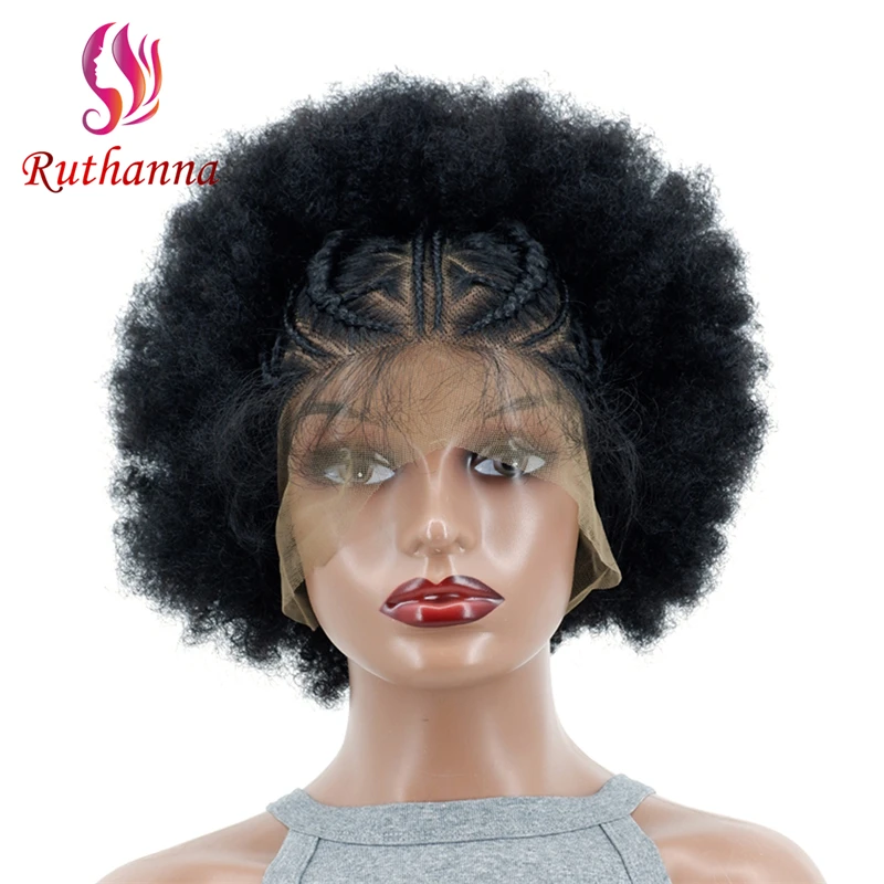 Perruque-Synth-tique-Noire-Courte-et-Boucl-e-pour-Femme-Africaine-13x6 ...