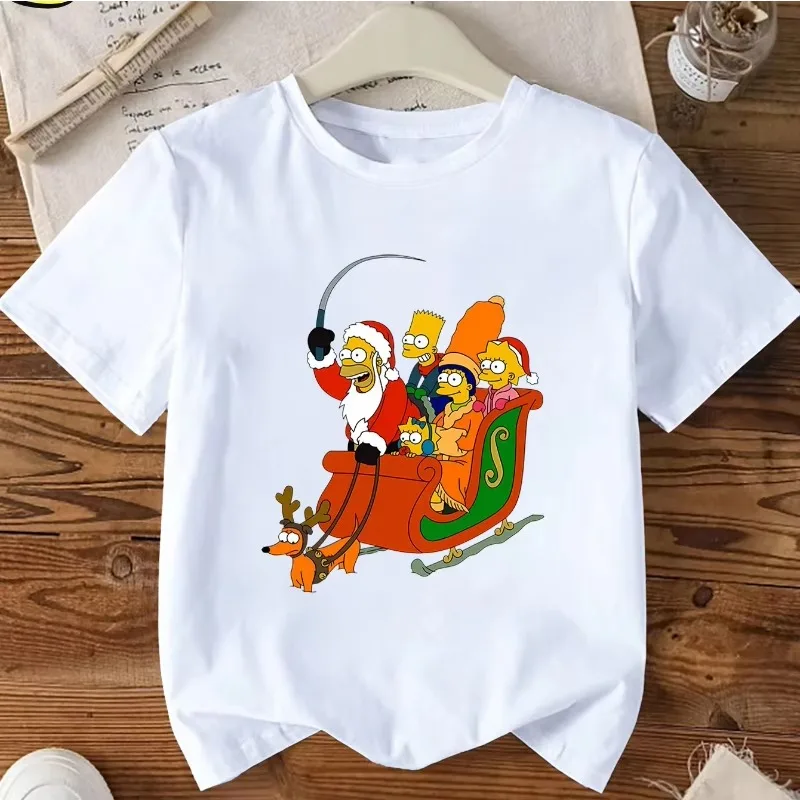 Summer Simpsons: The Simpsons and Santa Claus Riding A Sleigh Print Men ...