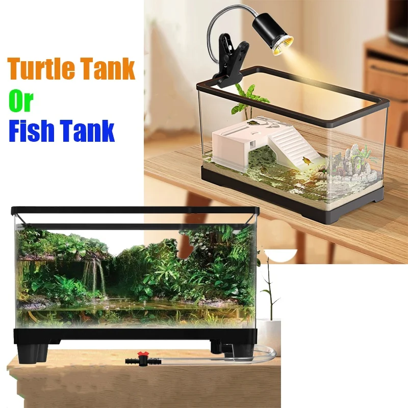 Fish-Tank-Ecologic-Aquarium-Turtle-Tank-Lighting-Filter-Amphibians-Open ...