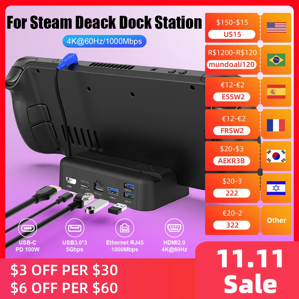 Type C Docking Station 4k 60hz | Steam Deck Docking Station Pd - Usb 3.0 C Stand - Aliexpress