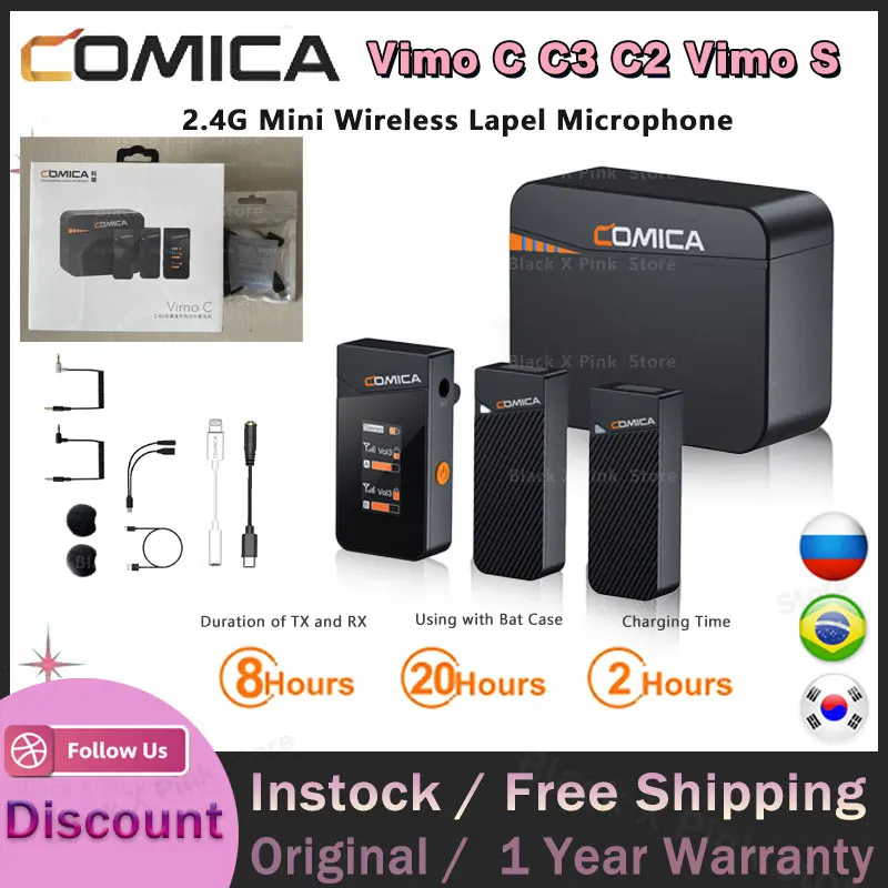 Comica-Vimo-C-C3-C2-Vimo-S-Wireless-Lapel-Microphone-2-4G-Mini-for ...