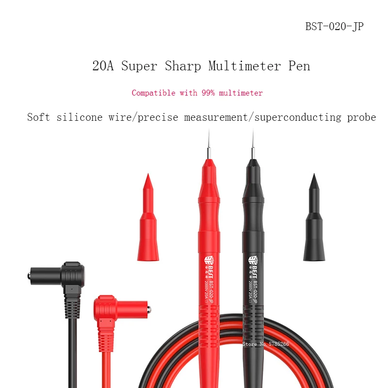 BST-020-JP-CATIII-20A-Alloy-Steel-Fine-Tip-Multimeter-Probe-Test-leads ...