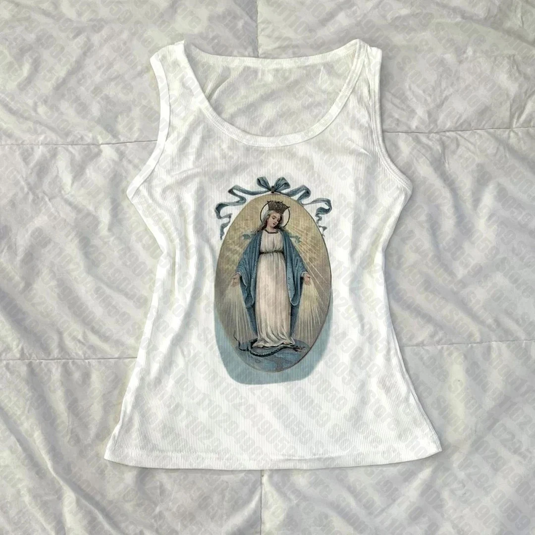 Aesthetic-Vintage-Women-Tanks-Clothes-2000s-Y2k-Crop-Tops-Tees-Gothic ...