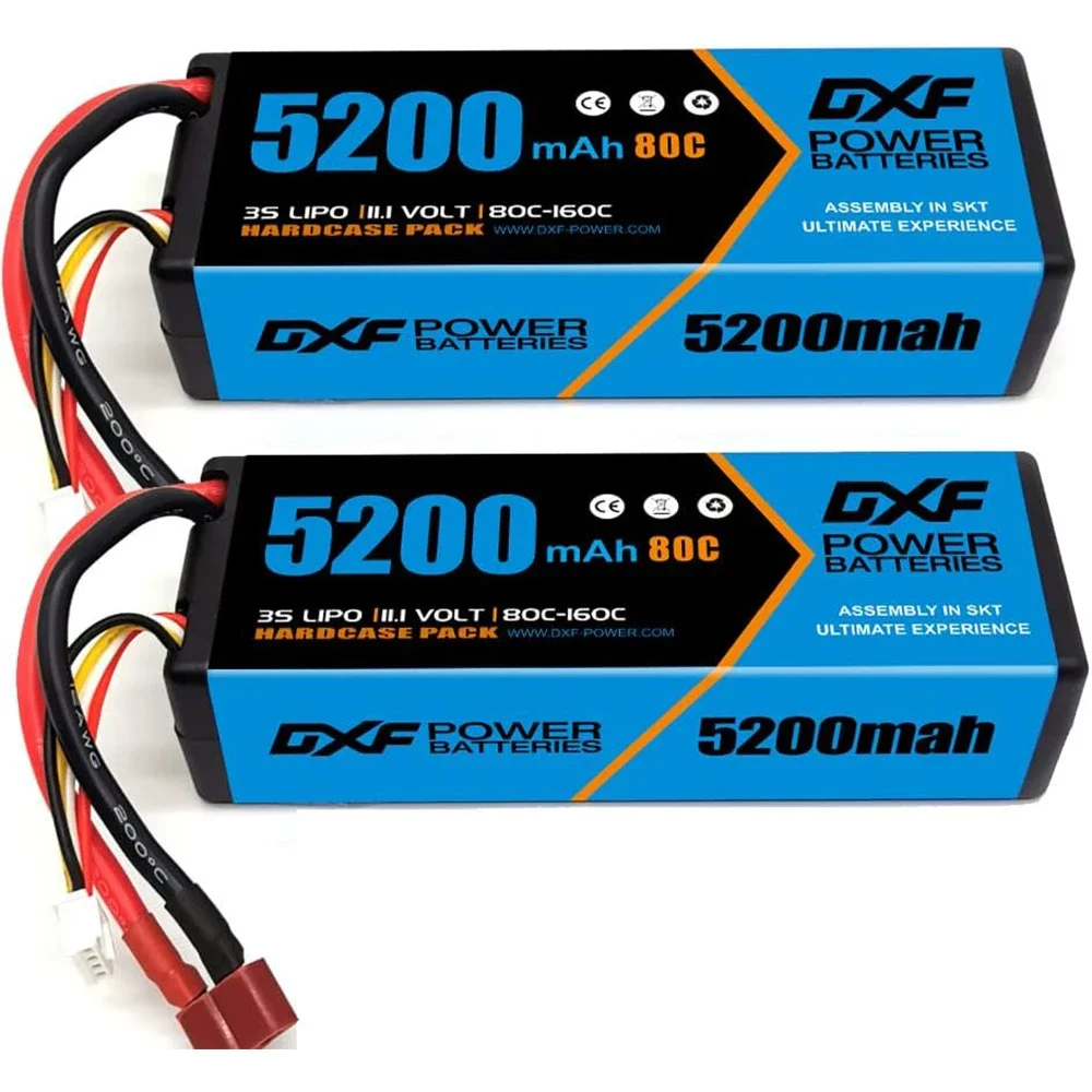 DXF 3S Lipo Battery 11.1V 5200mAh 80C Deans/T Plug Hardcase For 1/8 ...