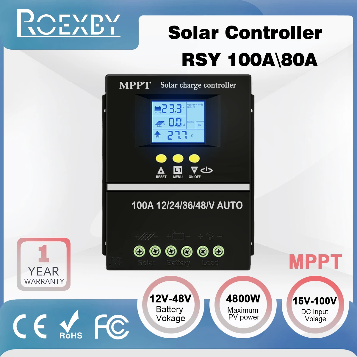 100A 80A 60A Solar Charge Controller MPPT 12V/24V/36V/48V Auto Solar PV Battery Charger with LCD ...