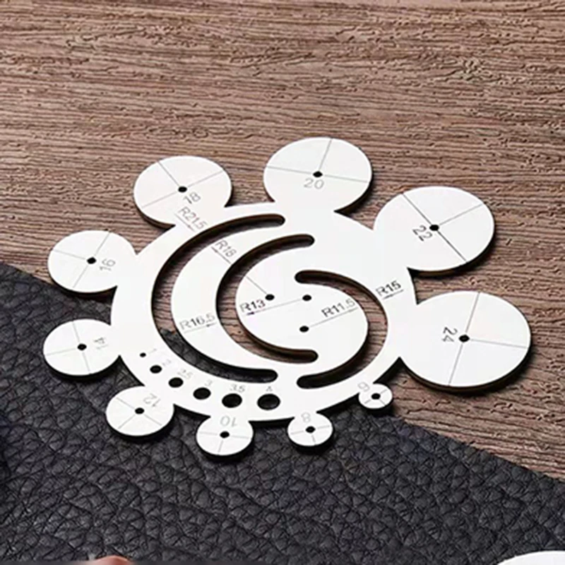 Multi-purpose Stainless Steel Rounded Ruler Leather DIY Tool Template ...