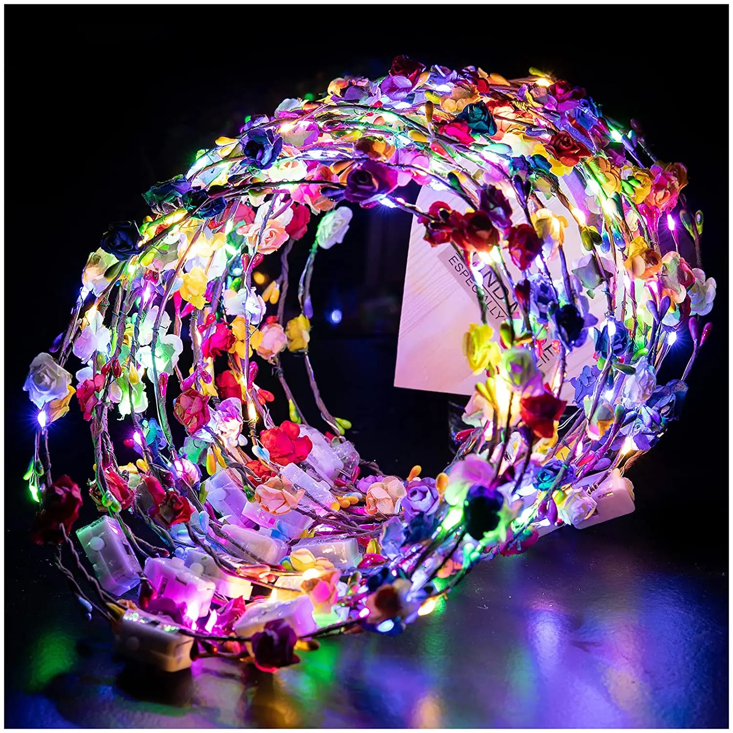 Corona-de-flores-LED-para-ni-a-y-mujer-diadema-luminosa-de-5-piezas ...