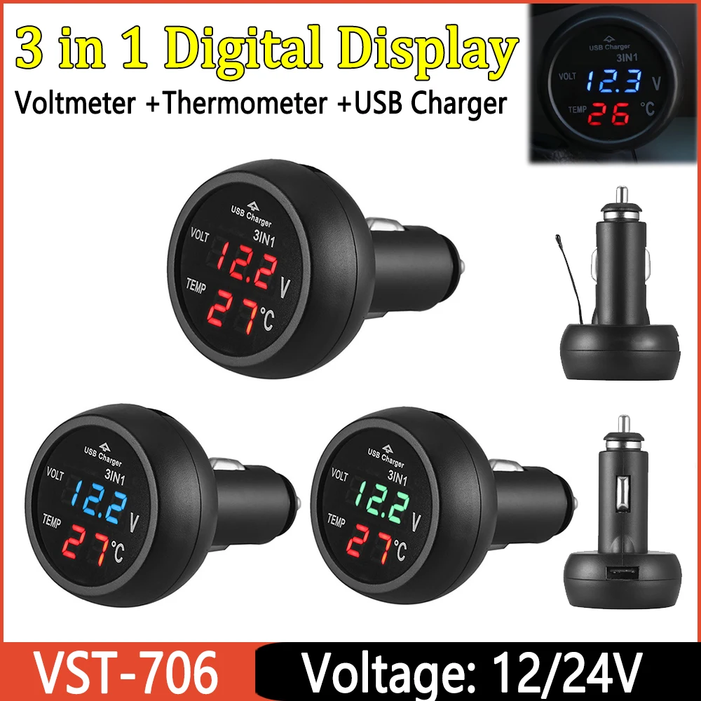 VST-706-3-in-1-12-24V-Car-Auto-LED-Digital-Voltmeter-Gauge-Thermometer ...