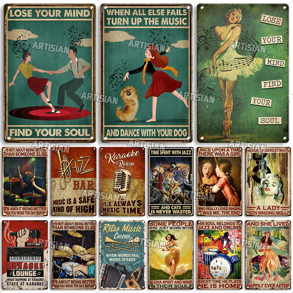 Artisian Music Dance Metal Poster Drum Tin Plaque Instrumentv ...