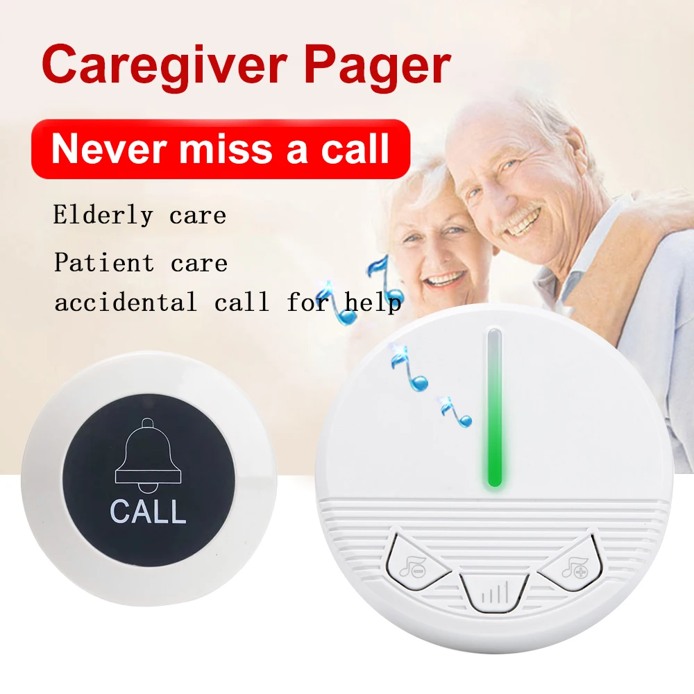 Panic-Button-Caregiver-Pager-Wireless-SOS-Call-Button-Nurse-Call-Alert ...