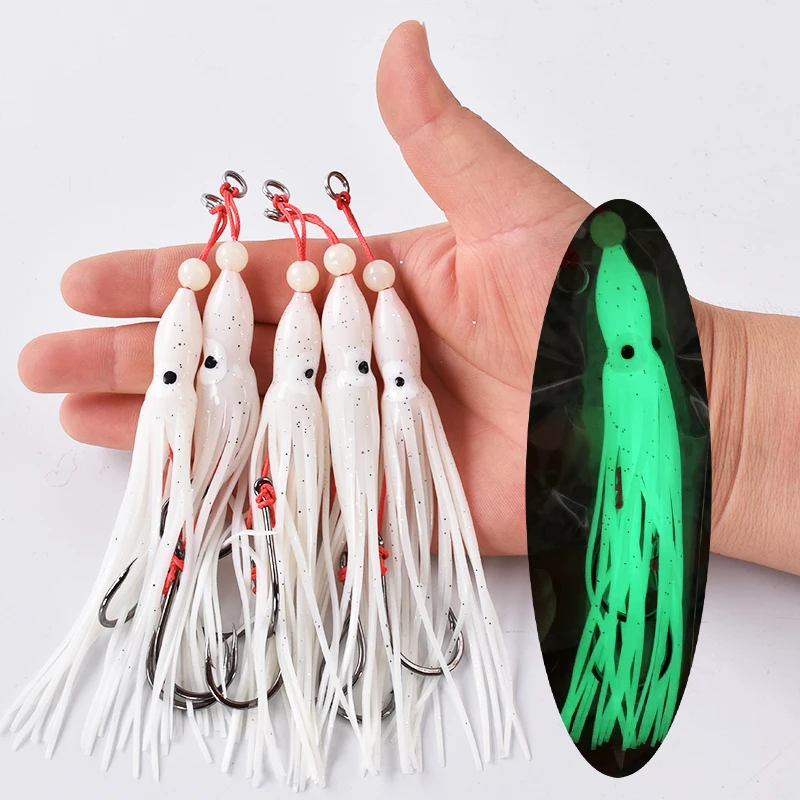 6pcs/pack soft squid 12cm5.5g skirts double assist rigs. - Easy Fishing Tackle
