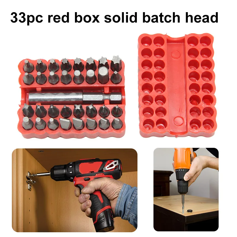 33pc electric screwdriver head solid cross hexagonal alien bits twist ...