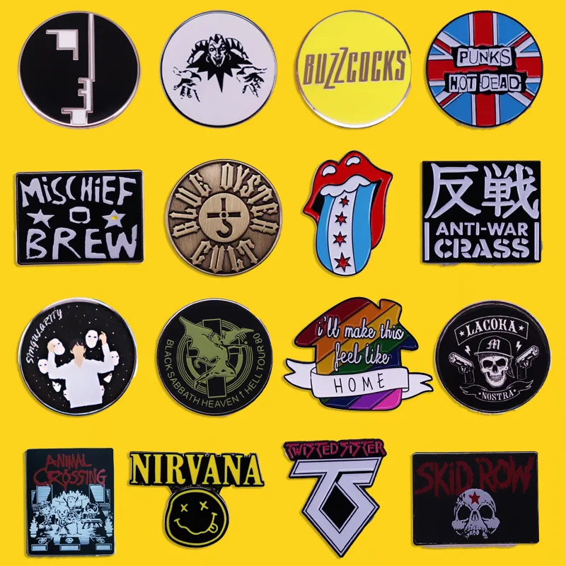High Quality Punk Rock Band Brooch Pop Music Theme Album Badge Lapel ...