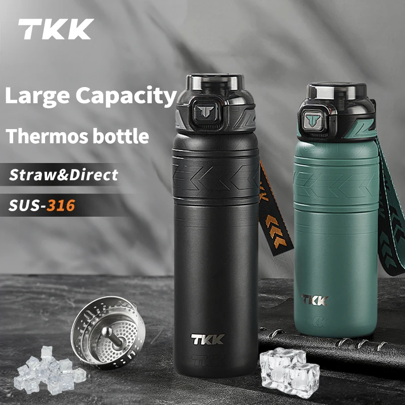 TKK-SUS316-Thermos-Bottle-Large-Capacity-Vaccum-Cup-Cold-Insulation-Portable-Strap-with-Tea ...