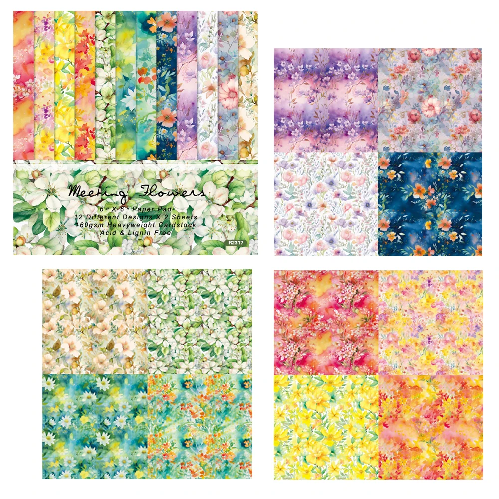 24-sheets-6-X6-Meeting-Flowers-Patterned-Paper-Pad-Scrapbooking-Paper ...